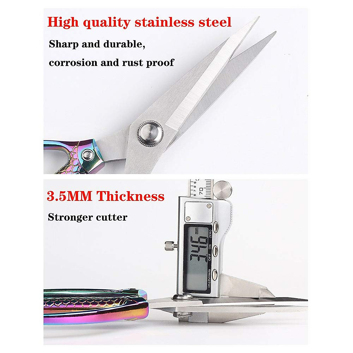 Jasni Fish pattern Powerful kitchen scissors professional Heavy Duty Multi-Purpose pretty Color rainbow Titanium Coating Forged Stainless Steel fish bones Shears Office Home scissors