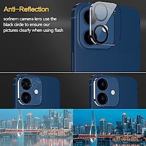 Solnern 2 Pack Privacy Screen Protector for iPhone 12 Pro 6.1 Inch with 2 Pack Camera Lens Protector, Anti Spy Tempered Glass Film, Anti-Scratch