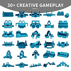 Kids Couch, 12PCS Modular Toddler Couch with 4 Arches and 2 Triangular Cushions, Fold Out Kids Couch for Playroom, Bedroom, Modular Kids Couch for Boys and Girls, Kids Play Couch for Kids (Blue)