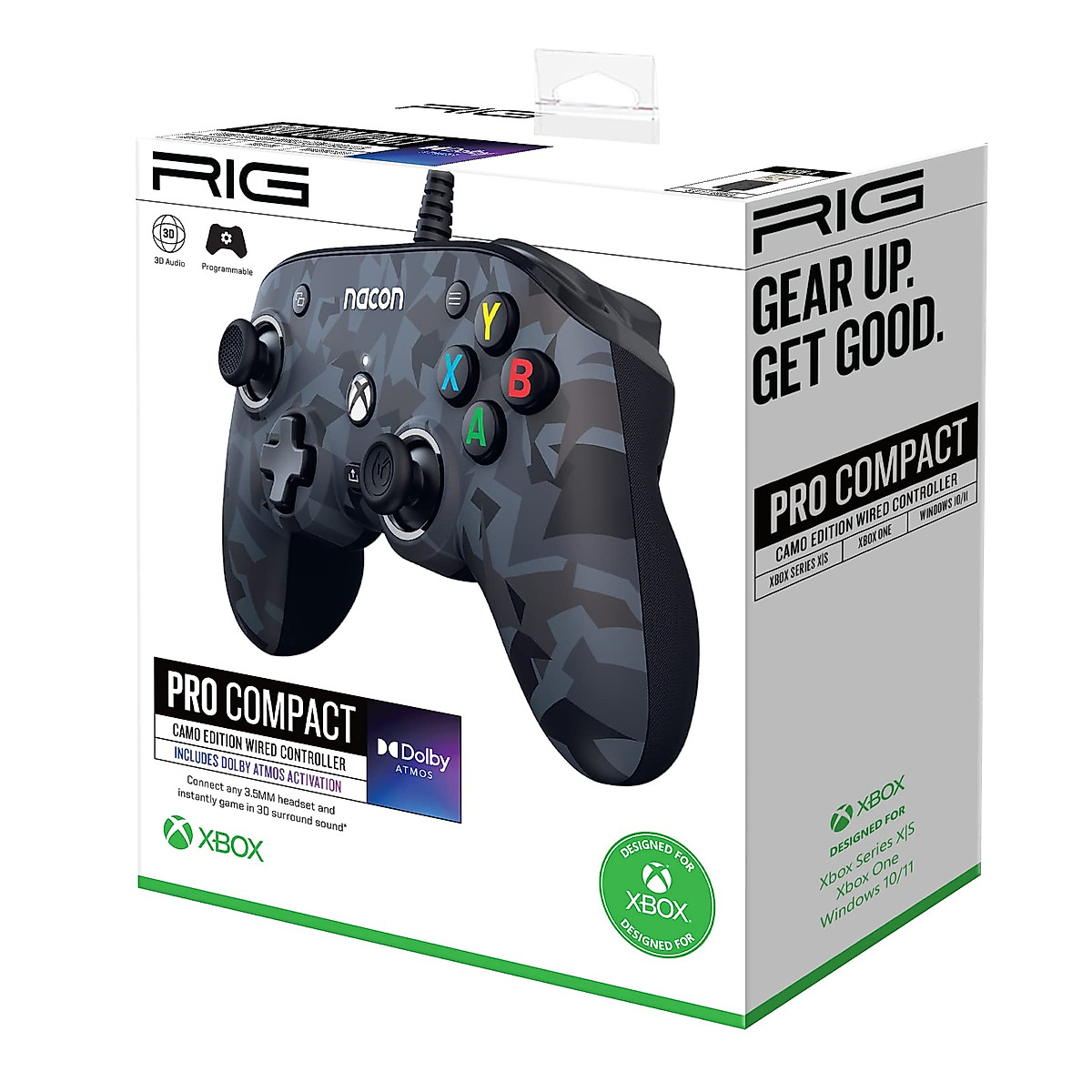 RIG Nacon PRO Compact Controller with Dolby Atmos for Xbox Series X|S, Xbox One, Windows 10/11 PCs - Urban Camo
