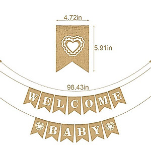 Jute Burlap Welcome Baby Banner Baby Shower Gender Reveal Boy Girl Party Decoration