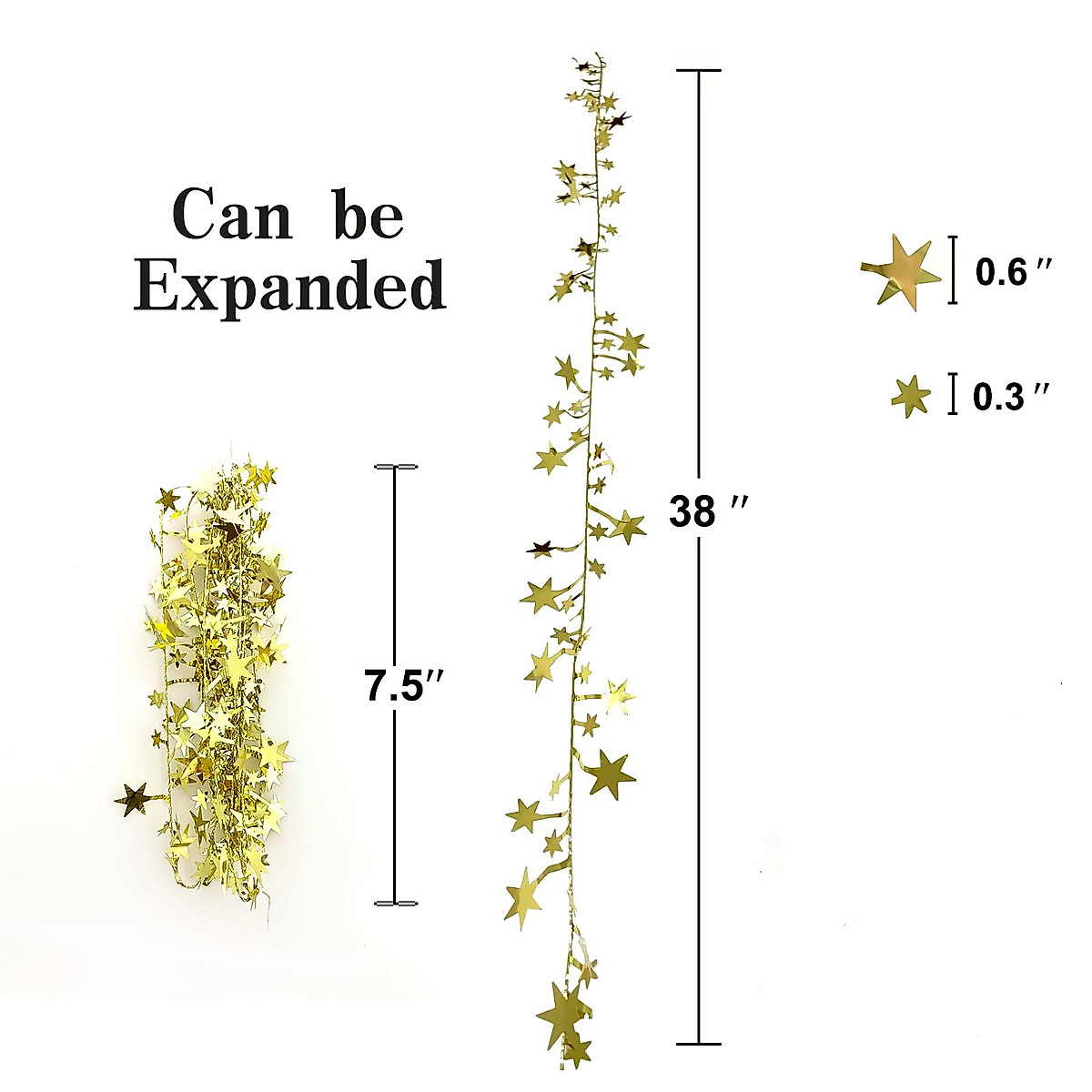 TeaSu Star Strings for Gold Floating Candle Centerpieces for Table Wedding Christmas, 12 Pcs 38 Inch Submersible Vase Filler for Water Centerpiece - Gold