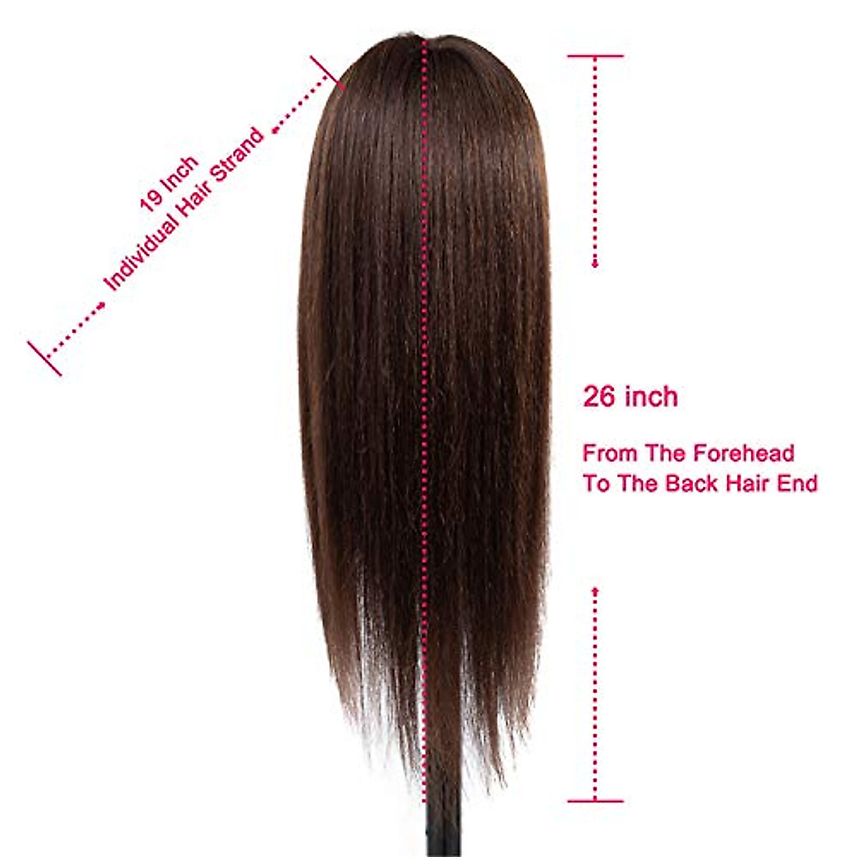 Mannequin Head with Real Hair 60% Straight Training Head with Sturdy Clamp and Tools Cosmetology Mannequin Head for Styling Braid Curly Cut Practice Doll Head Christmas Gift(4# Makeup)