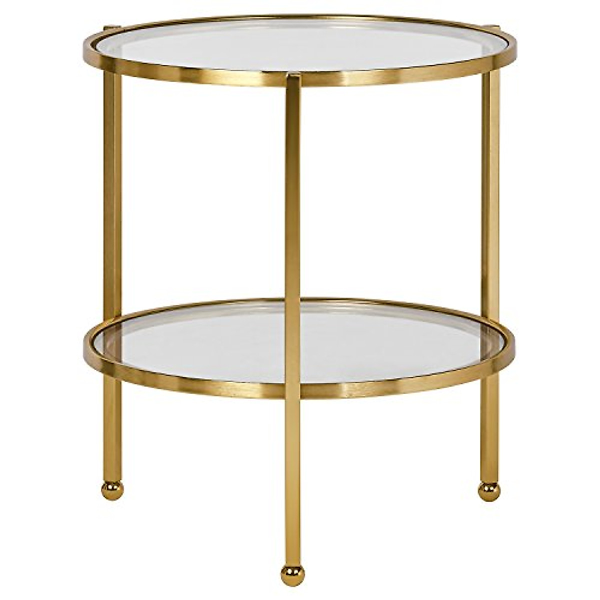 Amazon Brand – Rivet Modern Round Metal Coffee Table, 18.5"H, Gold and Glass