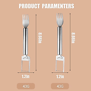 2Pcs 2024 New Watermelon Cutter, 2-in-1 Stainless Steel Fruit Knife Watermelon Fork Slicer Cutter Slicer Tool Dual Head Fruit Forks Slicer Knife Summer Portable Fruit Cutting Knife Fork (2, Silver)