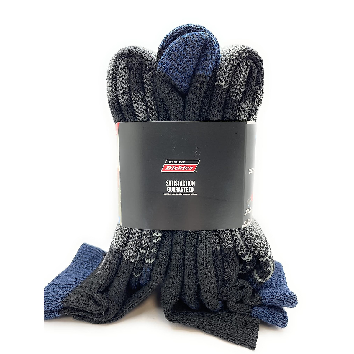 Dickies Genuine Men’s 3-Pairs Steel Toe Crew Performance Thermals Socks, Wool Blend , Multicolor (Gray, Navy & Black) Pack of 1