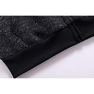 Monvecle Little to Big Boys' Fleece Long Sleeve Full Zip Hoodie Tracksuit Top + Sweatpant Jogger 2pcs Sets Black 7-8