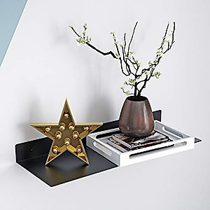 HOME COMPOSER 12 Inch Metal Floating Shelves for Wall, Industrial Modern Steel Wall Shelves for Living Room, Bathroom, Kitchen and Office [11.8” x 5.5” Black]