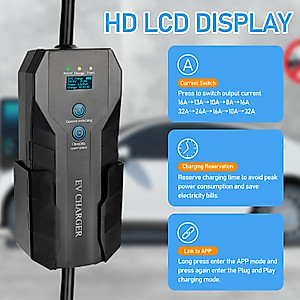 EV Charger Level 2, 8 to 32Amp - 240V Portable Electric Car Charger Nema 14-50 Plug WiFi & Bluetooth Enabled EVSE EV Charger 25FT Cable