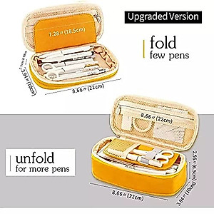 JIAXIAO Canvas Pencil Box,School Travel Bags Pen Bag Fold Pencil Bag for Student Classic Pocket Cosmetic Bag Pencil Case Pens Holder(Bright Yellow)