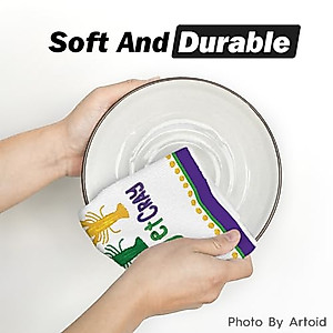 Artoid Mode Let's Get Cray Elegant Stripes Mardi Gras Lobster Kitchen Towels Dish Towels, 18x26 Inch Seasonal Decoration Hand Towels Set of 2