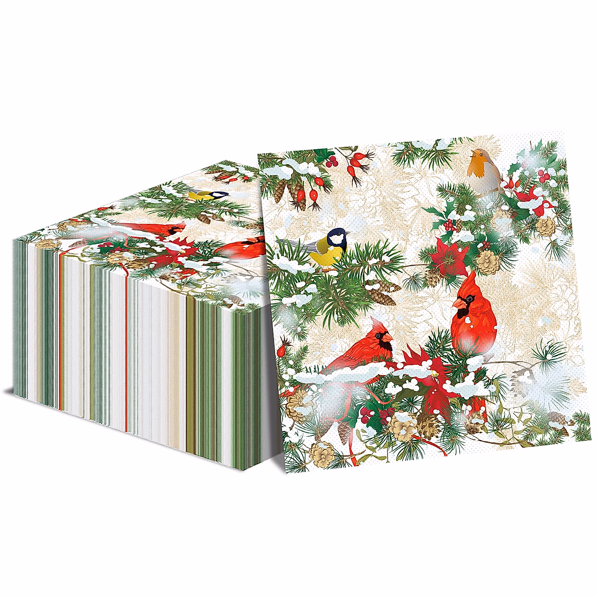 50pcs Christmas Cardinal Guest Napkins 3 Ply Disposable Paper Pack Red Cardinal Bird Paper Luncheon Dinner Hand Napkins Cardinals Birthday Party Decor Bird Party Supplies
