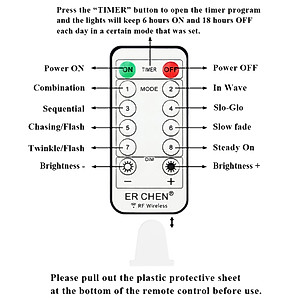ER CHEN 165ft Led String Lights, 500 Led Starry Lights on 50M Green Copper Wire String Lights Power Adapter + Remote Control(Warm White)