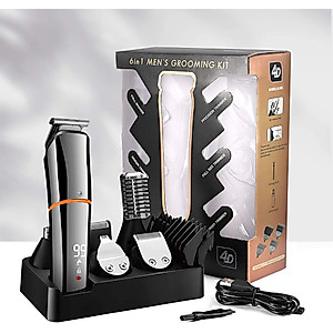 RESUXI Beard Trimmer for Men Hair Clippers Cordless Mustache Nose Trimmer Body Groomer, 6 in 1 Mens Grooming Kit Clippers Hair Cutting Kit, Waterproof USB Rechargeable LCD Display Stand Base