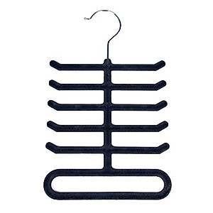 HangerWise 2-Pack Non-Slip Velvet Tie Hanger Organizer Rack | Large Ringed Bottom | Charcoal Grey Brand