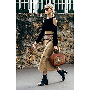 Zhuoliang Italian Retro Leather Handbags Vintage Embossing Totem Satchel + Handmade Mandala Totem Purse