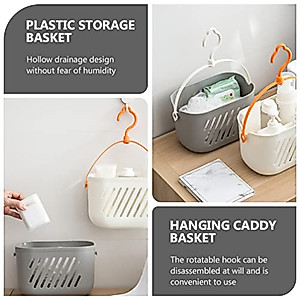 Angoily Hanging Shower Caddy Plastic Hanging Shower Caddy Basket Portable Kitchen Organizer Storage Basket with Hook for Home Grey
