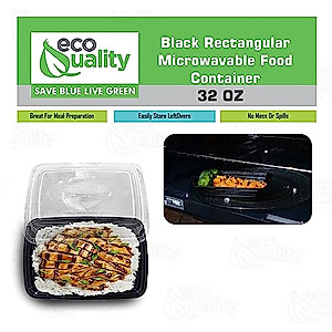 32 oz Reusable Food Storage 10 Pack Containers with Lids by EcoQuality – Rectangular BPA Free Freezer, Microwave & Dishwasher Safe – Airtight & Watertight Stackable, Lunch Meal Prep, To-Go, Bento Box