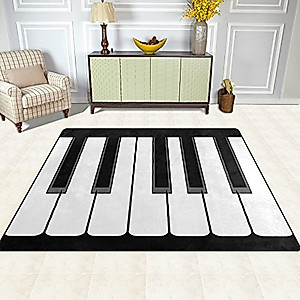 ALAZA Music Piano Keys Black White Area Rug Rugs for Living Room Bedroom 7' x 5'