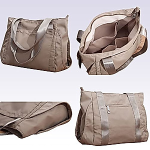 Manfnee Nylon Tote Bag for Women Waterpoof Shoulder Bag Multi-function Work Travel Messenger Bags