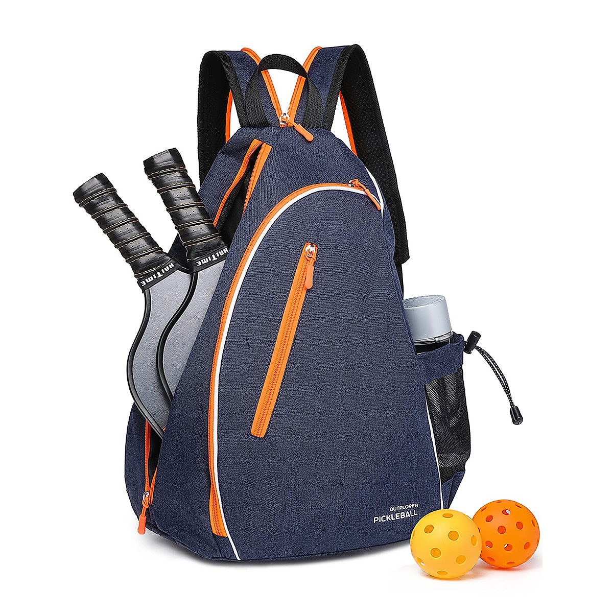 OUTPLORER Pickleball Bags for Men Women Pickleball Paddle Bag Sports Pickleball Bag Adjustable Sling Bag with Fence Hook Crossbody Backpack Fits to the Courts (Orange B)