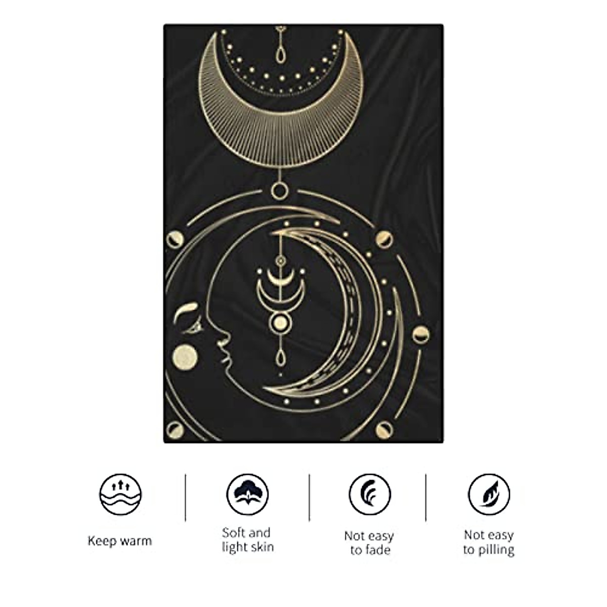 Milanblocks The Moon Tarot Blanket Warm Astrology Gifts Blanket Flannel Fleece Throw Gifts Blanket for Home Bed Couch 80 X 60 in