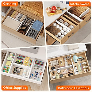 Lifewit 5 Pack Drawer Dividers Plastic 4" High, 13.5-22" Adjustable Drawer Organizers for Clothes, Expandable Dresser Separators in Bedroom/Bathroom/Kitchen/Fridge/Office Organization and Storage