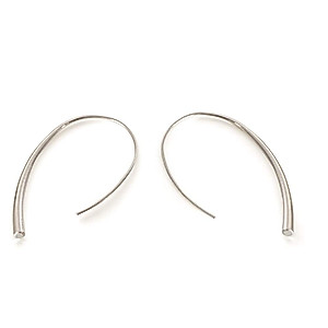 Open Hoop Earrings - Upside Down Threader Earrings, Surgical Titanium Steel Hypoallergenic (Silver)