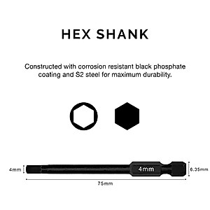 NEIKO 01148A Hex Allen Power Bit Set, 11-Piece Metric Sizes 1.5mm to 8mm | Magnetic Head Bits 3 Quick Release Shanks Premium S2 Steel Compatible with Drills and Impact Drivers