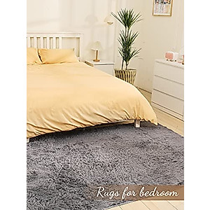 Medeunk 8x10 Area Rugs Solid Grey Super Soft Fluffy Upgrade Sponge Non-Slip No Shedding for Living Room Bedroom Girls/Boys Room Dorm Playroom Lounge Home Decor