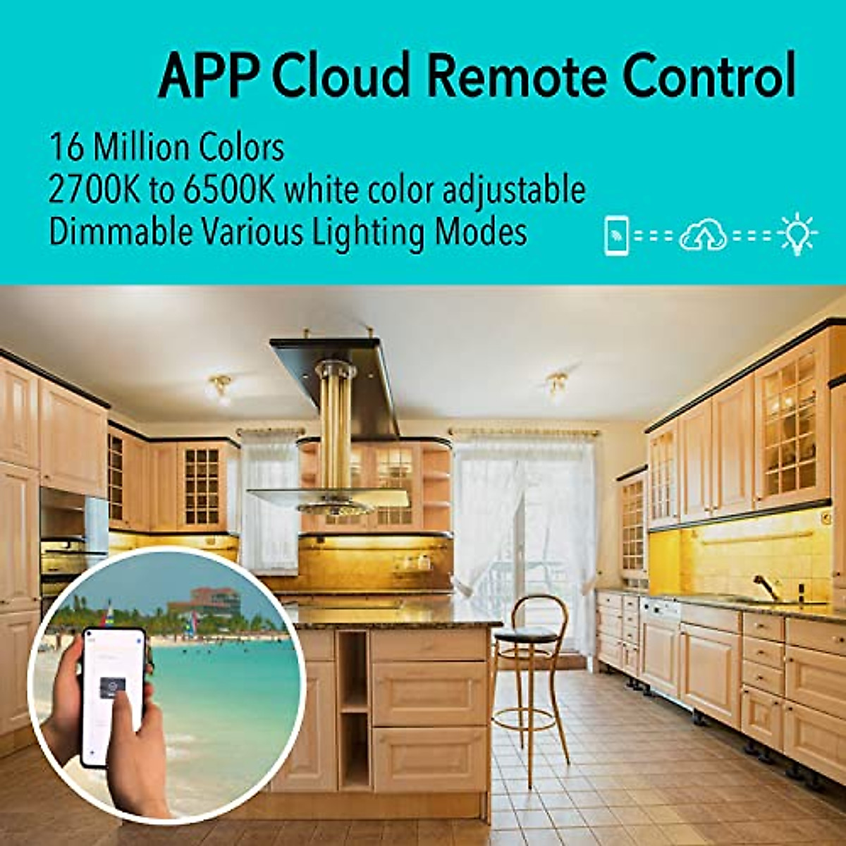 Smart Under Cabinet Lights,Color Changing & White 20Inch Cabinet Lighting Plug In,RGB LED Light Bar for Kitchen,Room Ambient,Alexa,Google Home,Smart Phone Control,Multi Colored Strip Lights,1pcs
