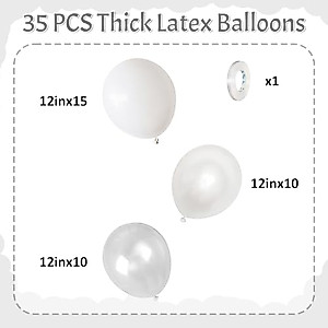 HILAVO White Balloons 12 Inch Wedding Pearl White Latex Balloons, Thicker Matte White Clear Party Helium Balloon Set for Birthday Engagement Anniversary Bridal Shower Winter Christmas Party Decoration