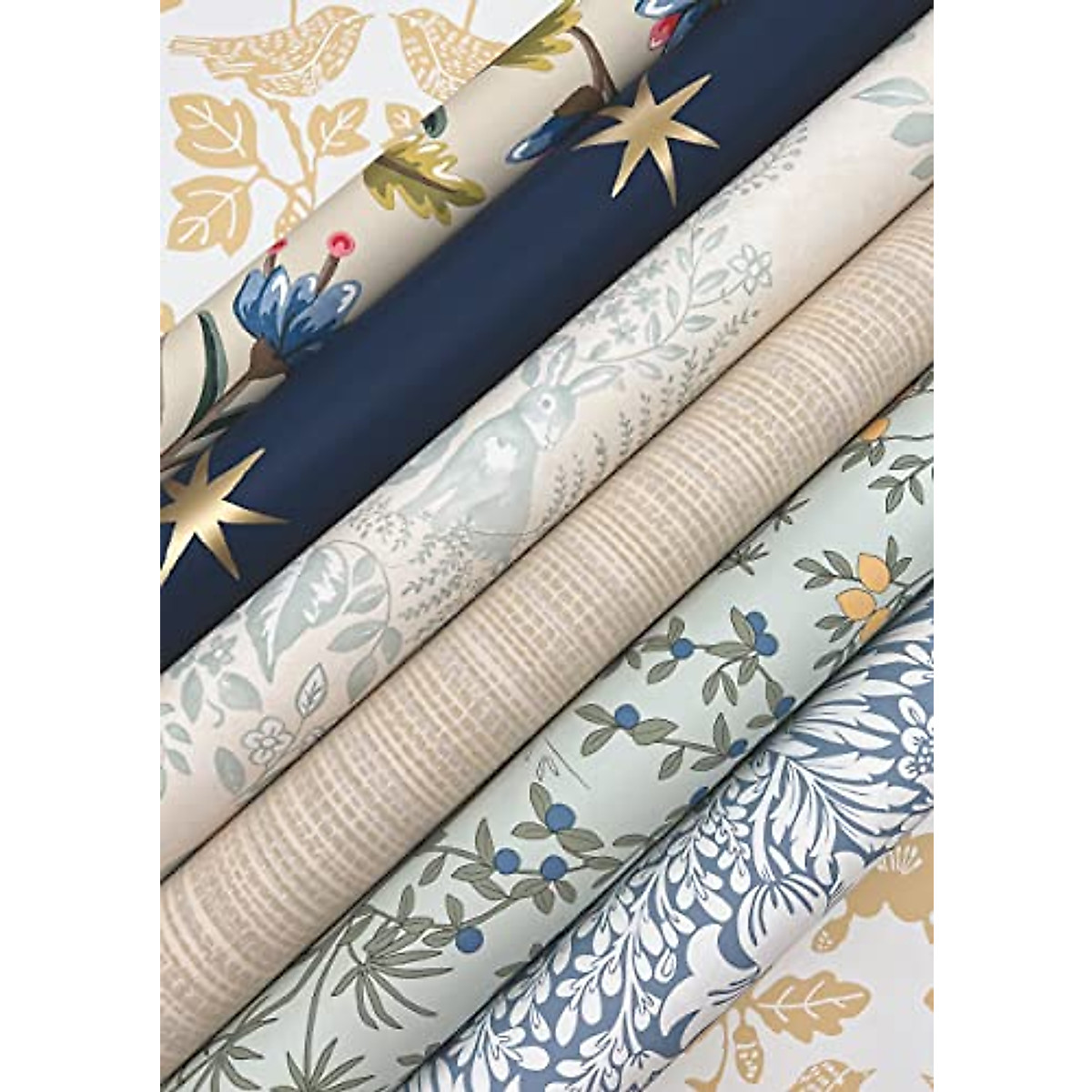 Erin & Ben Co. PSW1451RL Navy and Metallic Gold Star Splendor Premium Peel and Stick Wallpaper Blue
