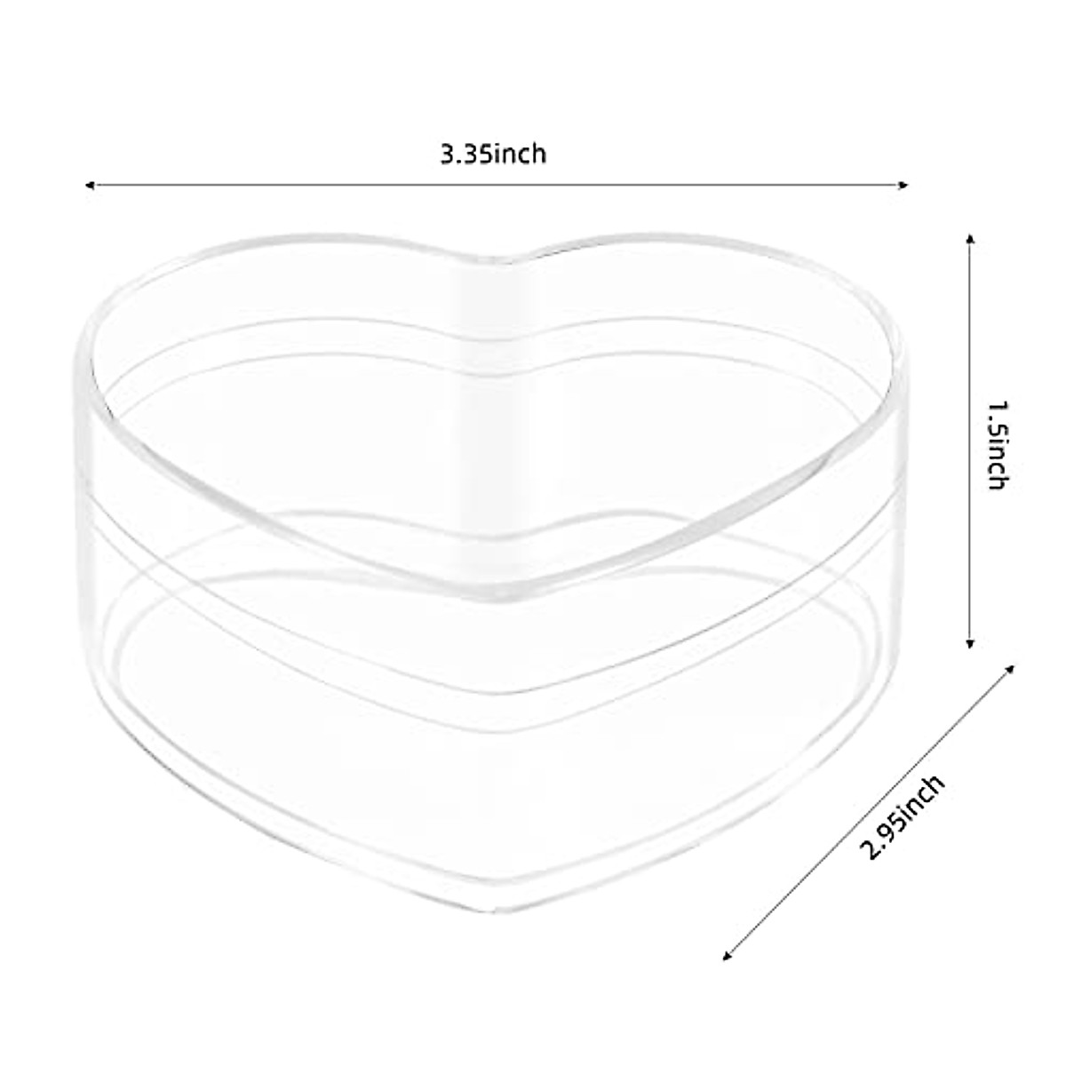 Dayaanee Clear Acrylic Plastic Heart-shaped Acrylic Box with Lid 2 Pack Small 3.3x2.9x1.6Inch/85X75X40mm Storage Boxes Cube Organizer Containers for Candy Pill and Tiny Jewelry