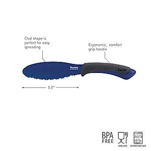 Tovolo 5.5" Slicer With Comfort Grip Handle, Serrated Kitchen Knife for Bagels, Sharp High-Carbon Steel Blade, Dishwasher Safe & BPA-Free, Lx 6 in, Deep Indigo