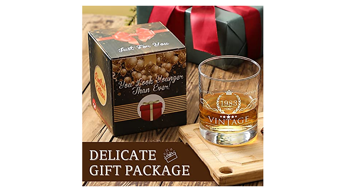 Unique 40th Birthday Whiskey Glass Gift for Him