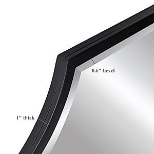 Kelly Miller 20"x28" Scalloped Black Bathroom Mirror for Wall Mount, Home Mirror