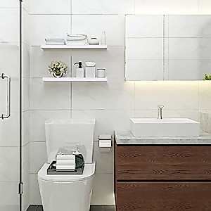 ISYOKE White Floating Shelves for Wall Mounted Storge Shelf Set of 3 Wall Shelf Decorative Display White Rack Shelves for Bathroom Bedroom Living Room Kitchen Office