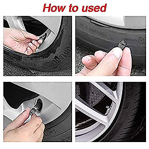 American Flag Tire Valve Stem Caps, 8 Pcs Anti-Theft Premium Metal Rubber Seal Tire Valve Caps, Universal Fit for Cars, SUVs, Bike and Bicycle, Trucks, Motorcycles (Black)