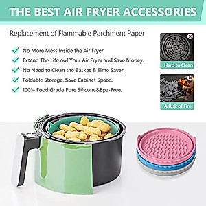 Onite Air Fryer Silicone Liners, Air Fryer Liners Square Pot for 4 to 8 QT, with Air Fryer Magnetic Cheat Sheet, Food Safe Reusable Air Fryers Oven Accessories, 4 Colors