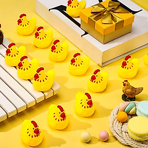 Libima 50 Pcs Rubber Chickens Bath Toy Bulk Mini Chicks Squeezable and Squeak Toys Yellow Floating Rubber Toy Swimming Pool Bathtub Toys for Boy Girl Shower Birthday Party Favors Gifts