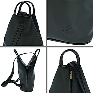 Fioretta Italian Genuine Leather Top Handle Backpack Purse Shoulder Bag Handbag Rucksack For Women