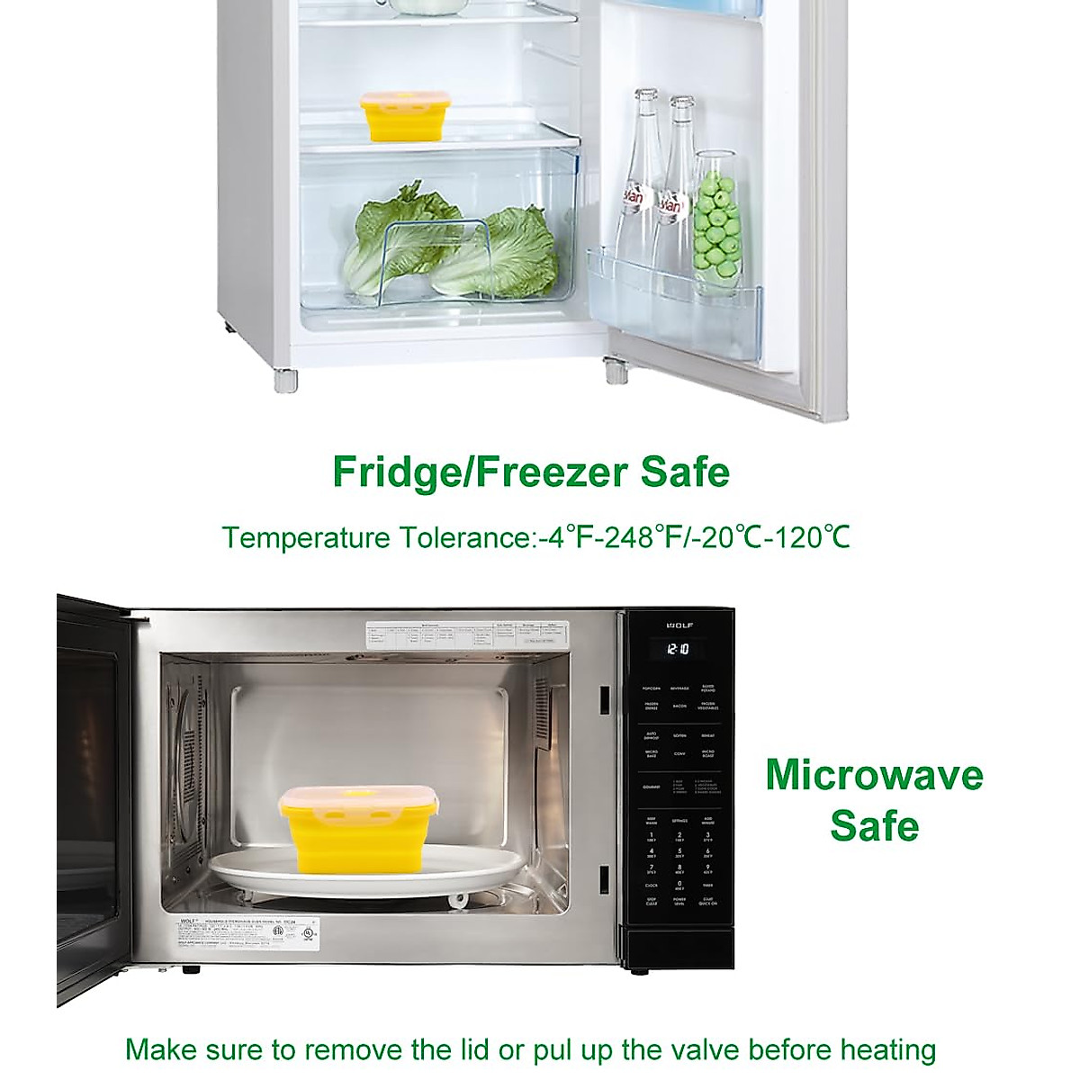 FUSMYE 3 PCS Collapsible Silicone Snack Containers Leak Proof, 11.8 oz Small Bento Box with Lids, Fruits Soups Food Storage For Kitchen, Camping, BPA Free, Microwavable