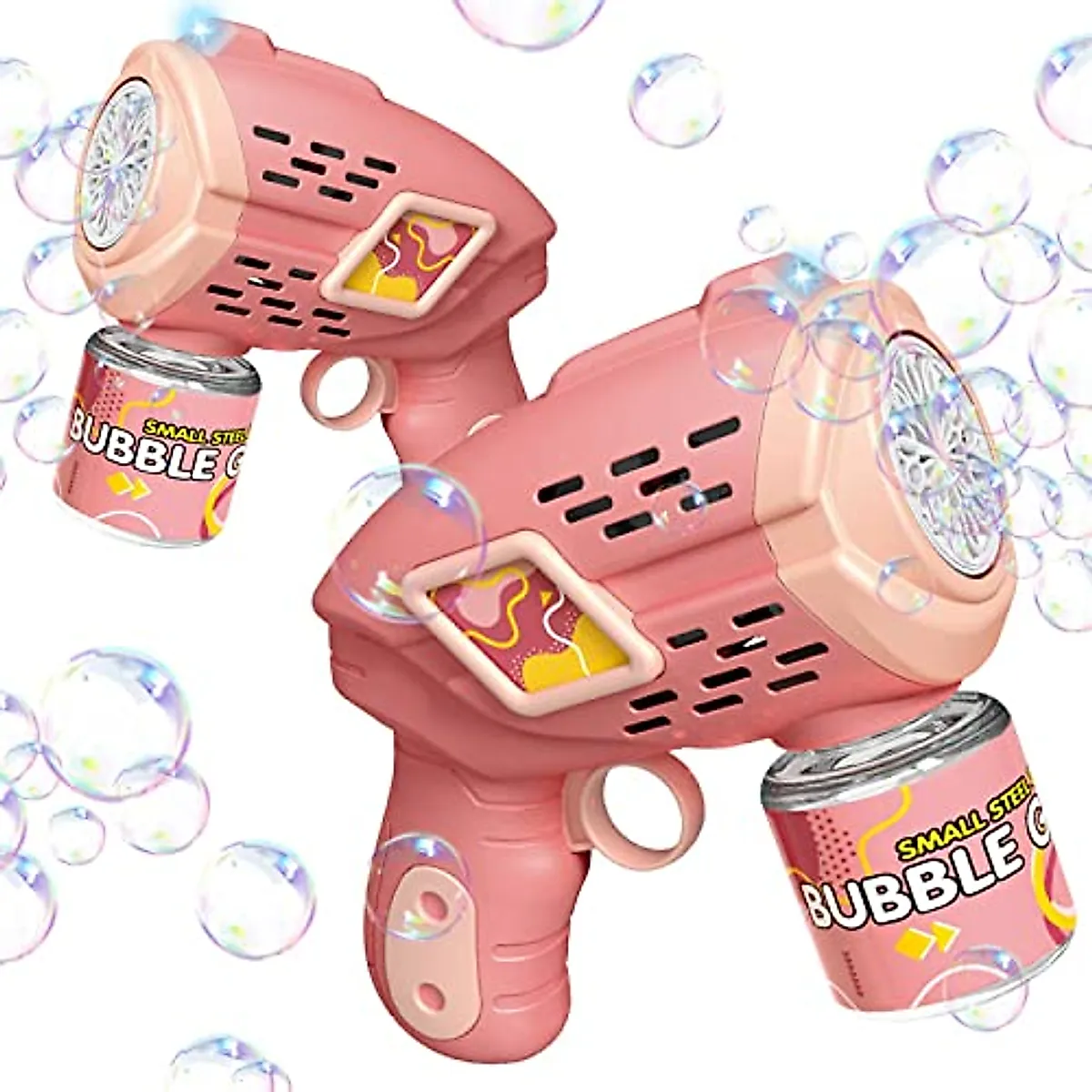 2 Sets Bubble Machine Gun, Bubble Gun with Lights/Bubble Solution, Bubbles Machine for Kids Toddlers, Summer Toy Gift for Outdoor Indoor Birthday Wedding Party - Pink Bubble Makers