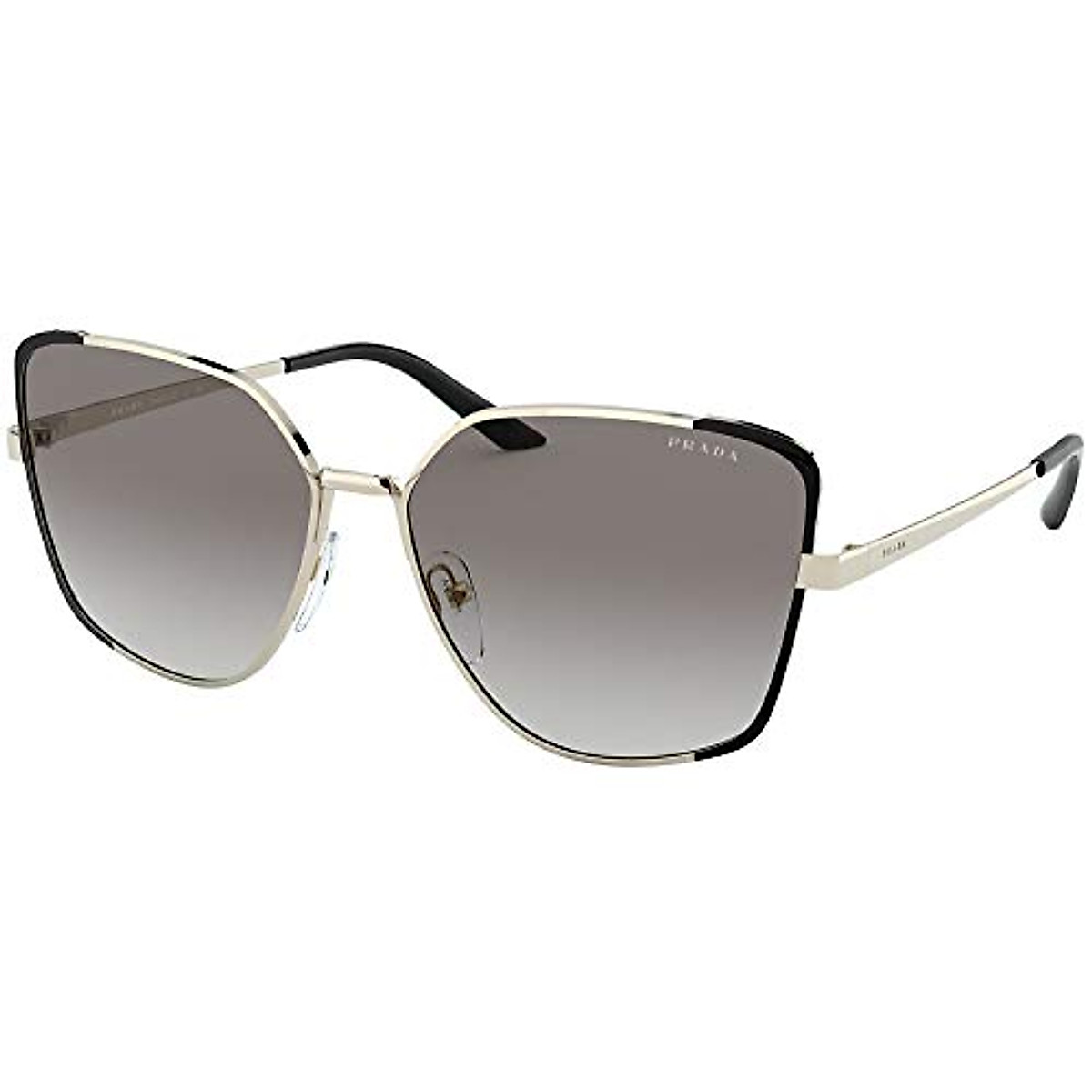 Prada PR 60XS AAV0A7 Pale Gold Black Metal Butterfly Sunglasses Grey Gradient Lens