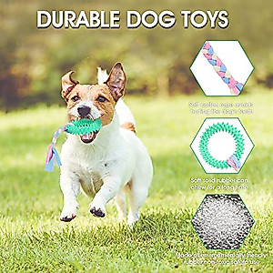 TIESOME Puppy Teething Toys with Cotton Ropes, 3 Pcs Rubber Small Dog Chew Toy Rings Aggressive Chew Toys for Dogs Oral Teeth Soothe Itching Puppy Chew Toys Interactive Pet Toys for Small/Medium Dogs