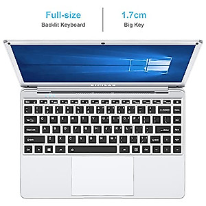 RICILAR Windows Laptop, 14 Inch HD Display, Intel Celeron N4020, 4GB RAM, 128GB SSD, Backlit Keyboard, Type C, HDMI, Wi-Fi 5, Silver, School Laptop Computer for Students and Business