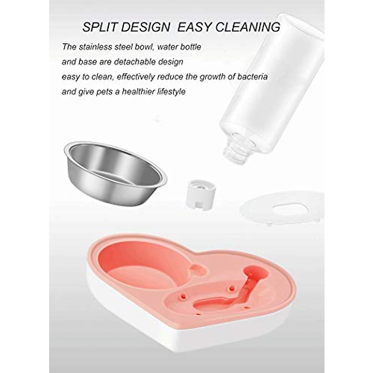 ALBOLET Cat Dog Food and Water Bowl Set, Pet Automatic Water Dispenser Detachable Cat&Dog Feeder Bowl No-Spill Automatic Water Dispenser for Cats Small Dog