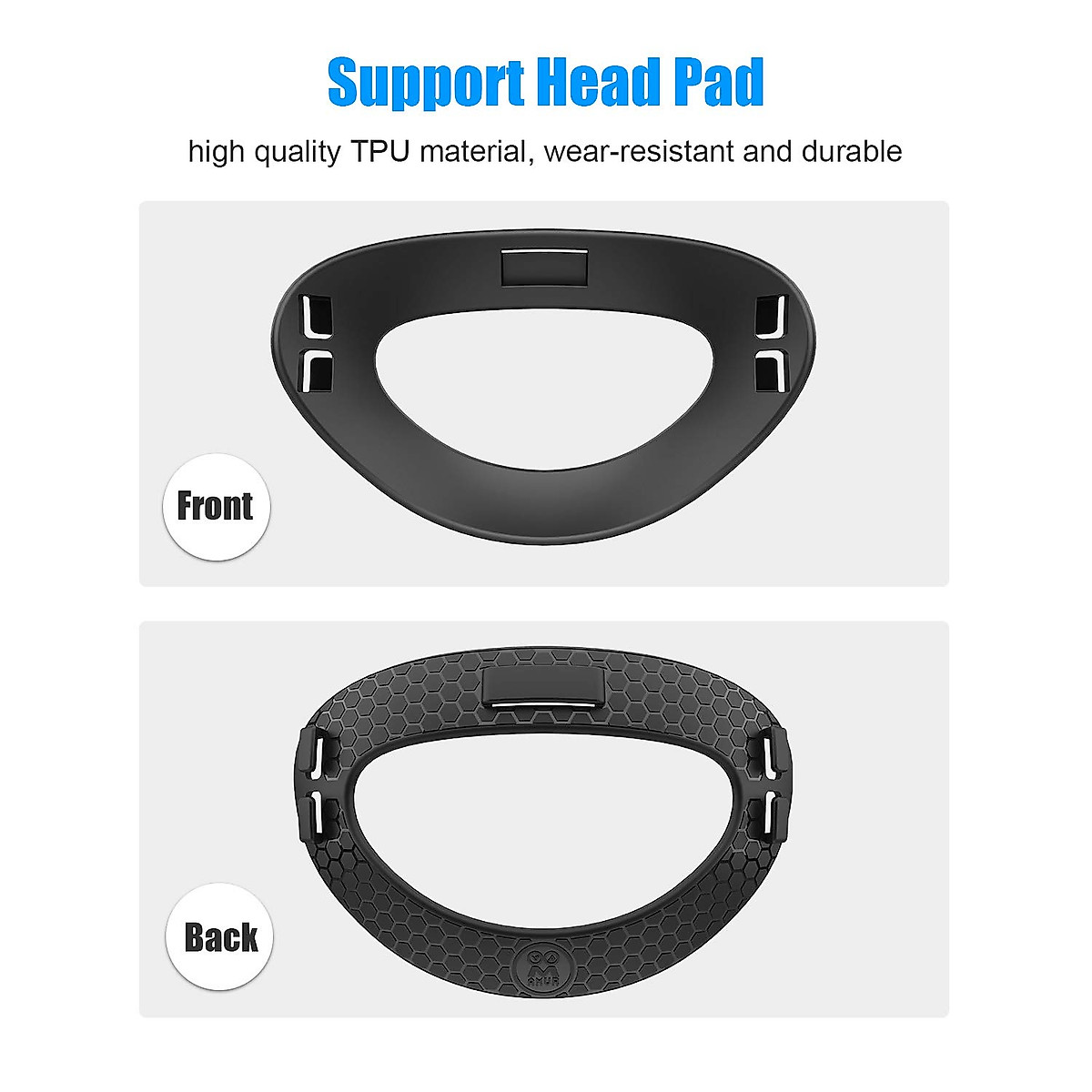 AMVR Head Strap Attachment for Oculus Quest 2, Soft TPU Elite Strap Back Pad VR Accessories Compatible with Meta Quest 2, Reduce Head Pressure to Enhance Comfort and Game Experience（ No Strap, Black）