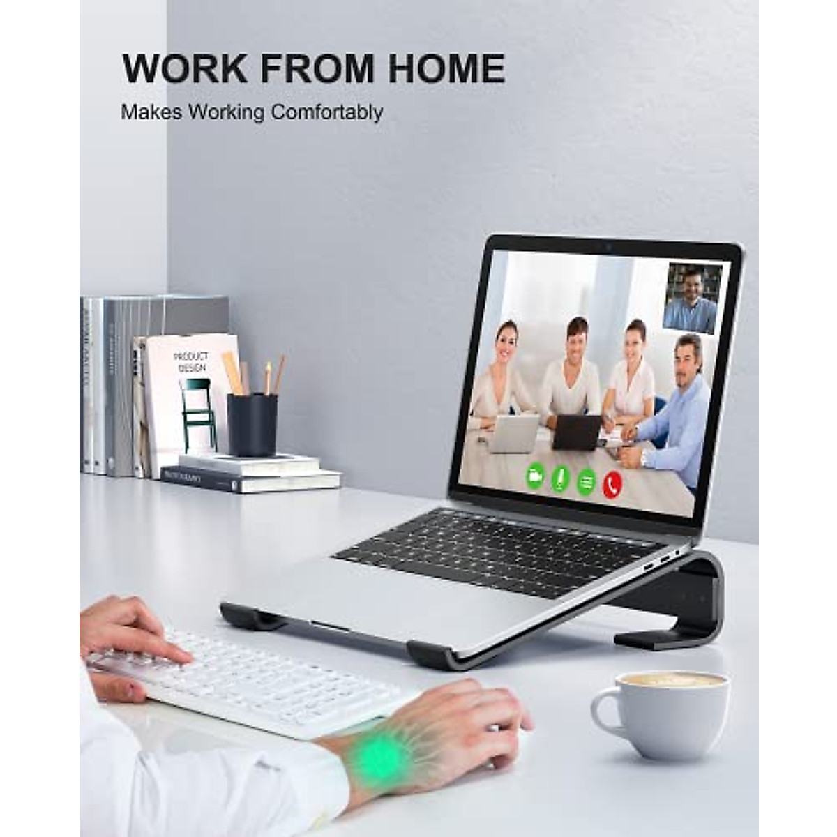 Soqool Laptop Stand for Desk, MacBook Stand Sturdy Laptop Riser, Ventilated Ergonomic Aluminum Laptop Holder Compatible with 12 13 15.6 17 Inch MacBook Pro Air/HP/Dell, Work Cooling Computer Stand